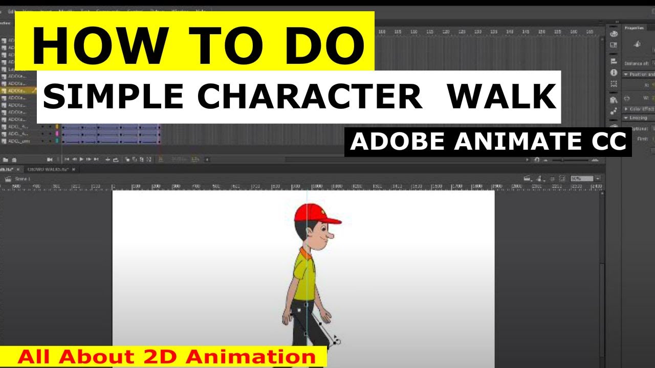🚶‍♀️Easy walk cycle animation tutorials in Adobe Animate CC
