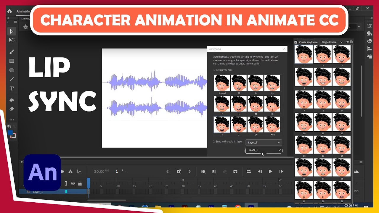 ️ Adobe Animate Lip Sync tutorial | Frame Picker and Auto