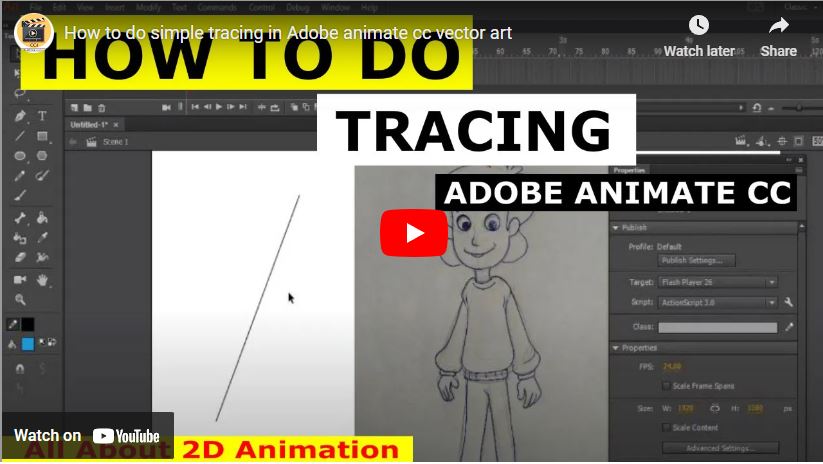 ️ How to do simple tracing Adobe animate CC Vector Art Tutorials
