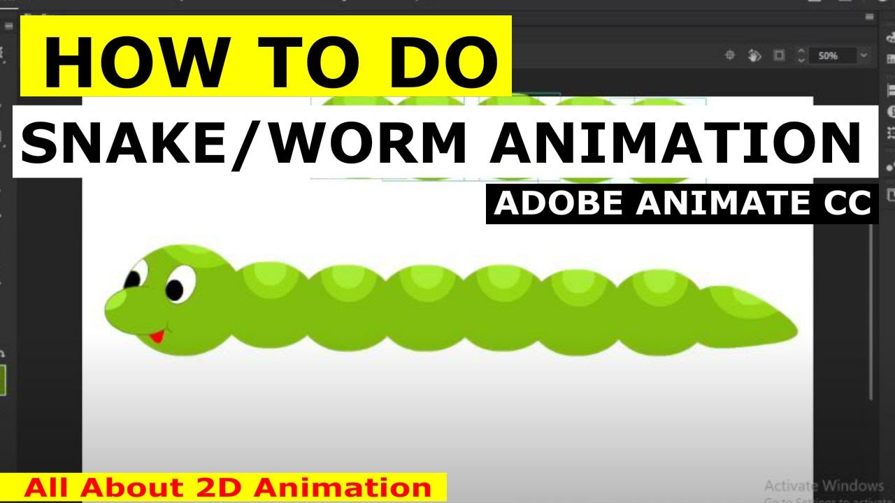 ️ How to create snake worm animation in adobe animate CC